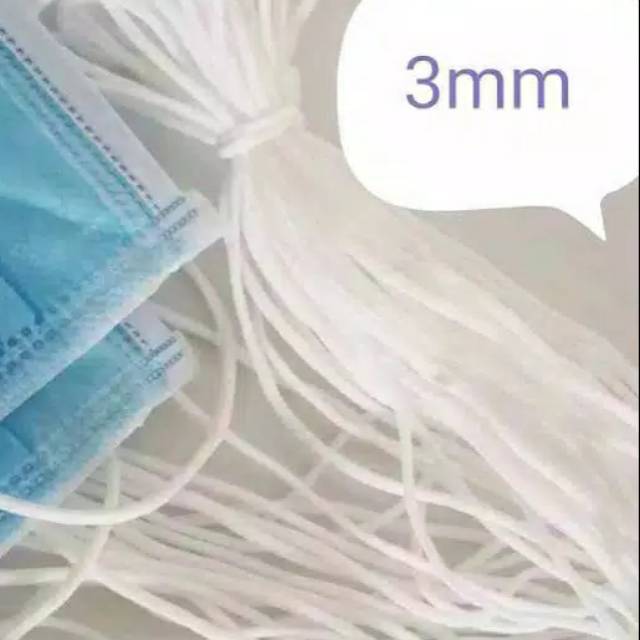 Jual Karet elastis bulat/karet masker medis hitam/putih | Shopee Indonesia