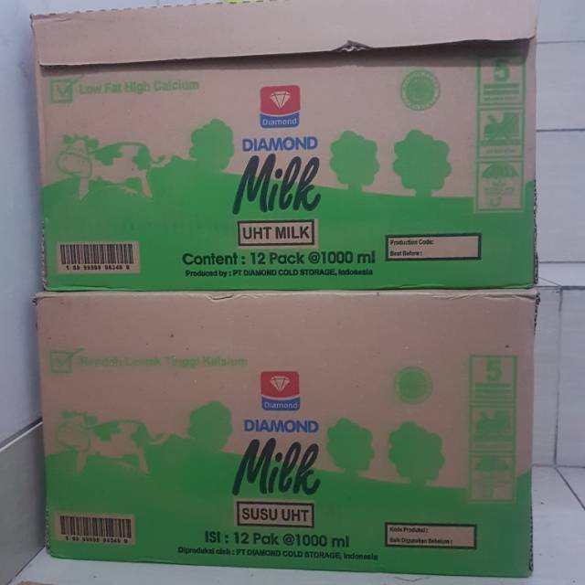 Jual Susu UHT Diamond Low Fat High Calcium 1 Liter (1 Karton) | Shopee ...