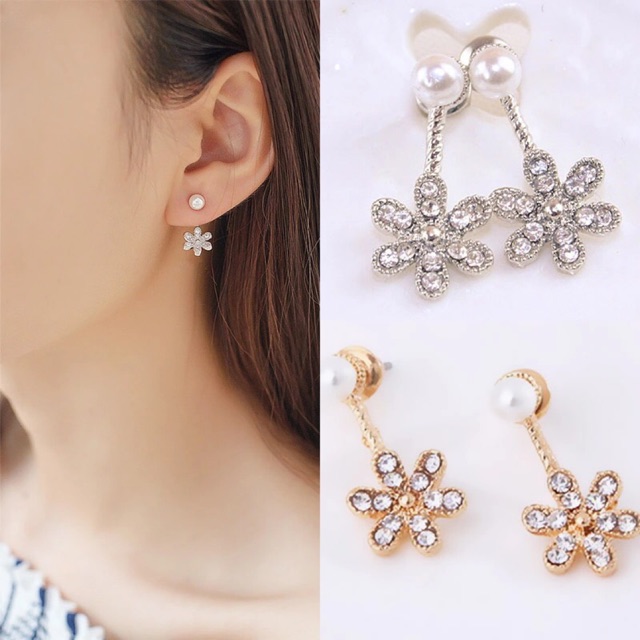 Jual ANTING STUD BUNGA MUTIARA SIMPLE MEWAH ELEGANT ANTING ALA FASHION ...