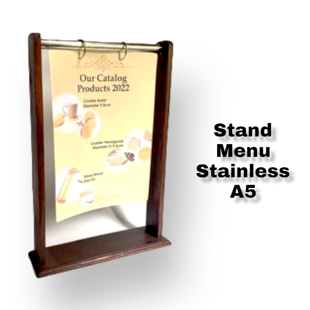 Jual Stand Menu Stainless Ukuran A5 Menu Stand Nomor Meja Stand Display ...