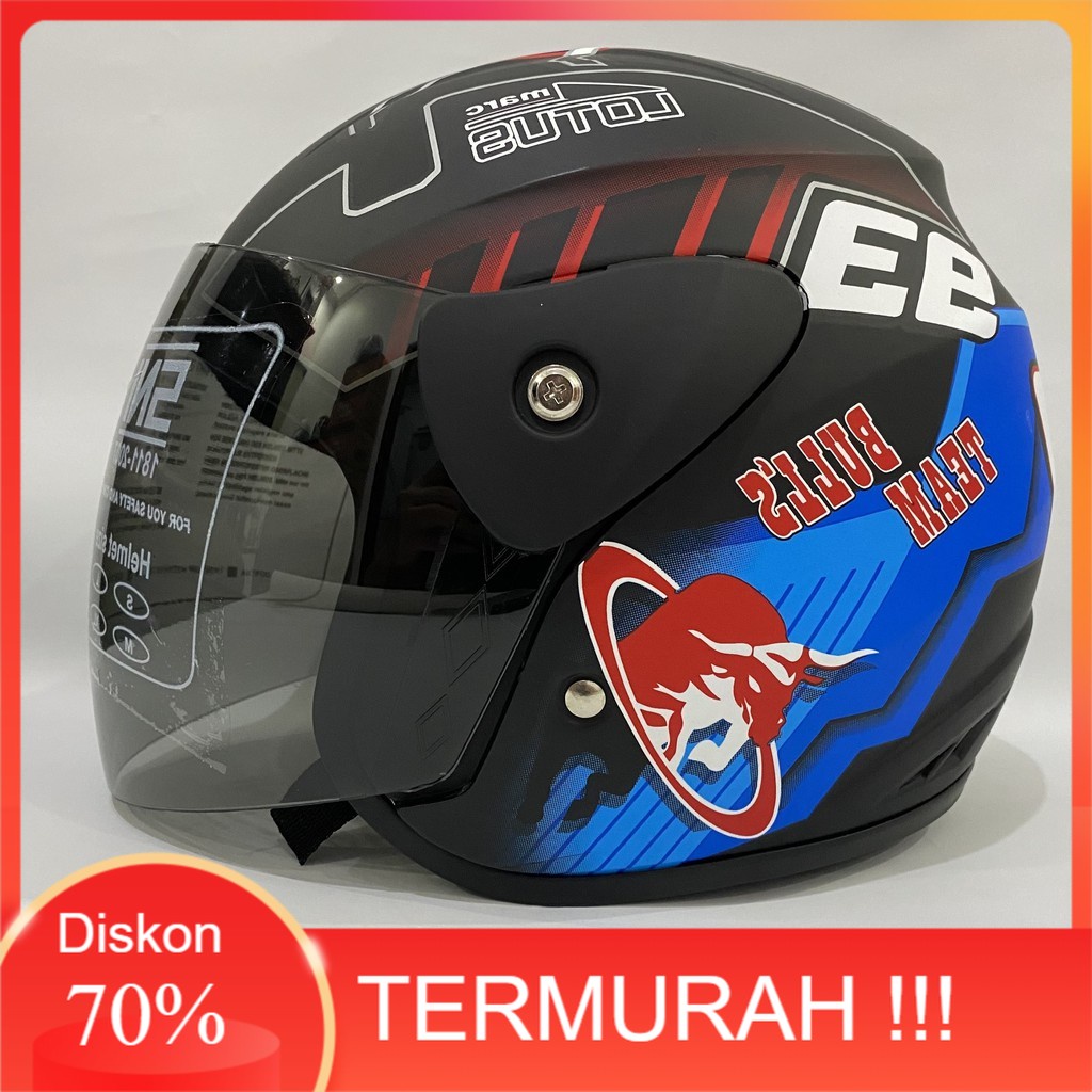Jual 3.3 Helm Evo Semut Hitam Biru Doff Helem Nuvo Helmet SNI Dewasa ...