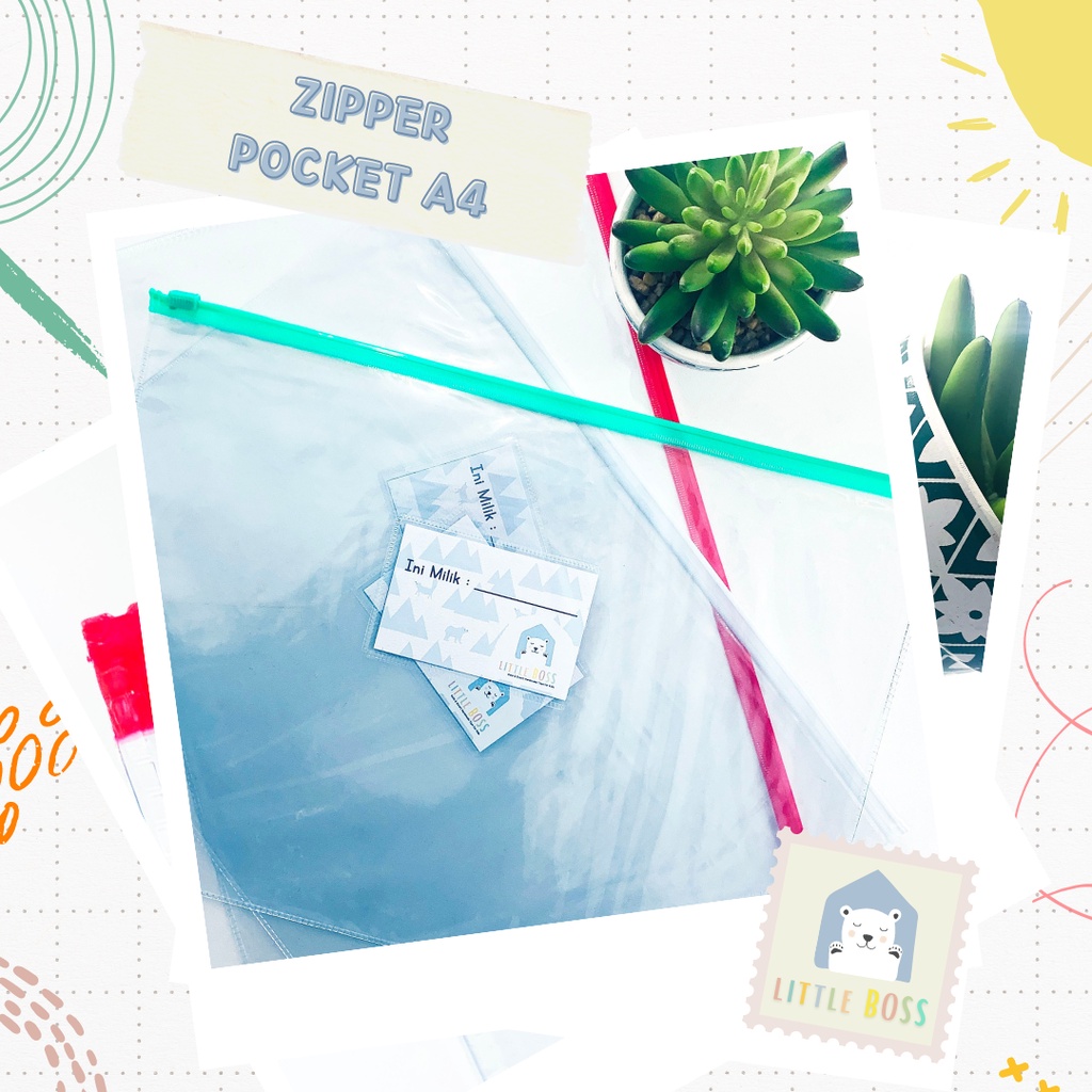 Jual Map Plastik Zipper Pocket File Ukuran A4 Transparan LITTLE BOSS ...