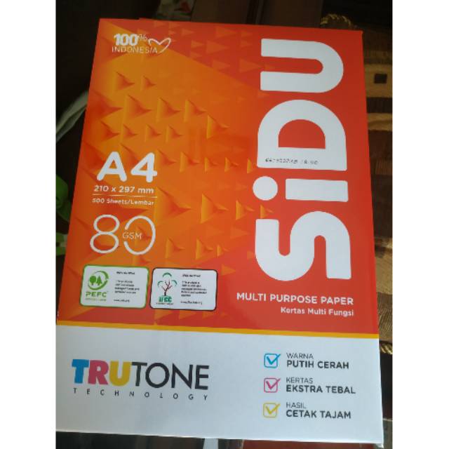 Jual KERTAS HVS SIDU A4 80 GRAM 500 LEMBAR/1 RIM | Shopee Indonesia