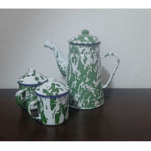 Jual TEKO MUG JADUL BLURIK TEKO VINTAGE PAJANGAN TEKO ENAMEL LORENG SET ...