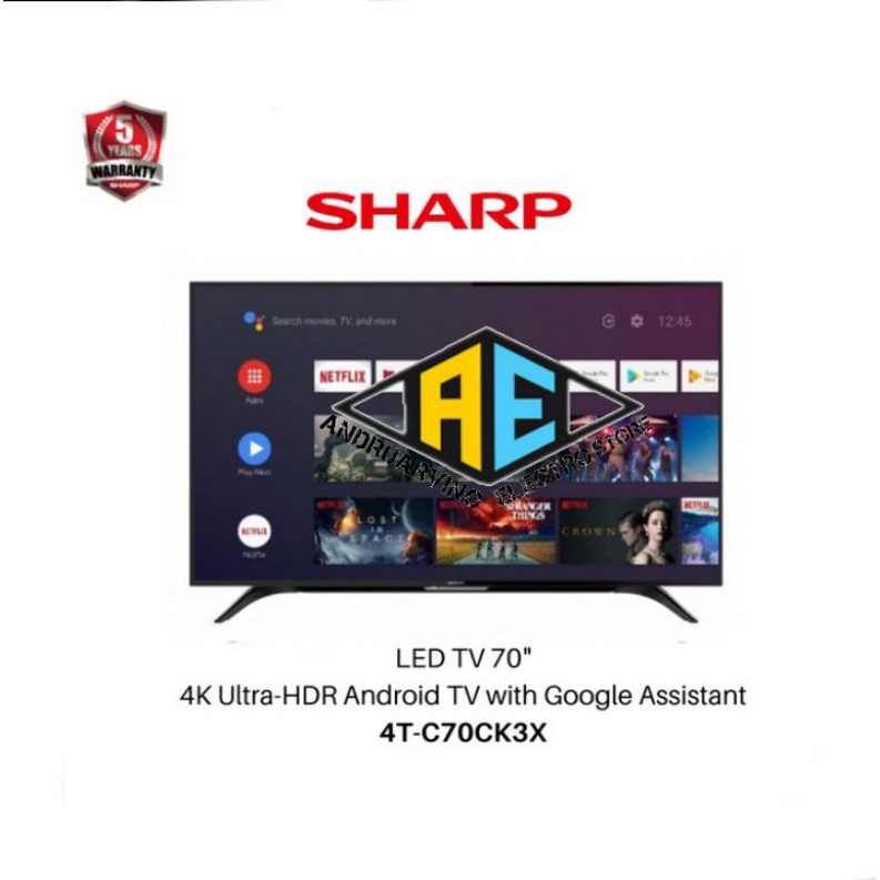 Jual LED TV SHARP 70 INCH 4T-C70CK3X UHD ANDROID TV 4K GARANSI RESMI SHARP | Shopee Indonesia