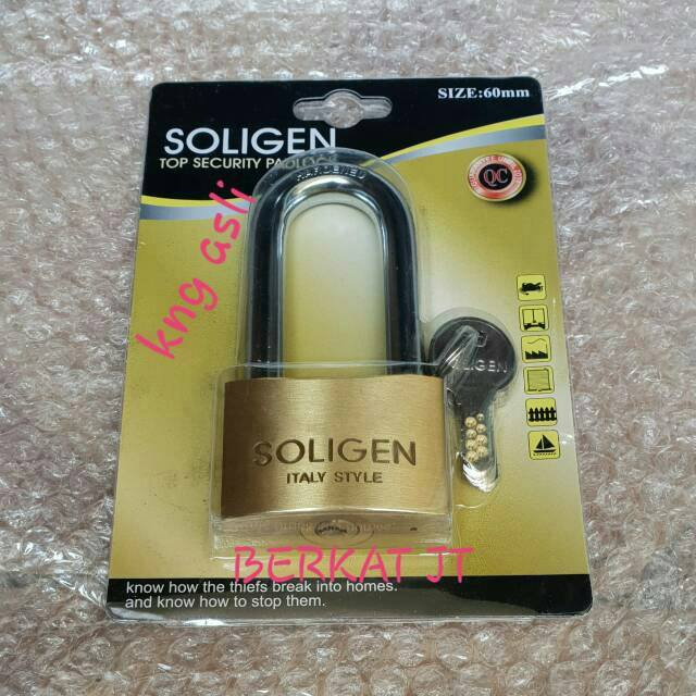 Jual GEMBOK KUNINGAN ASLI 60 MILI PANJANG/GEMBOK PAGAR/GEMBOK SOLIGEN ...