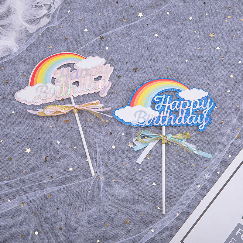 Jual Cake topper animasi, cake topper pelangi, cake topper happy ...