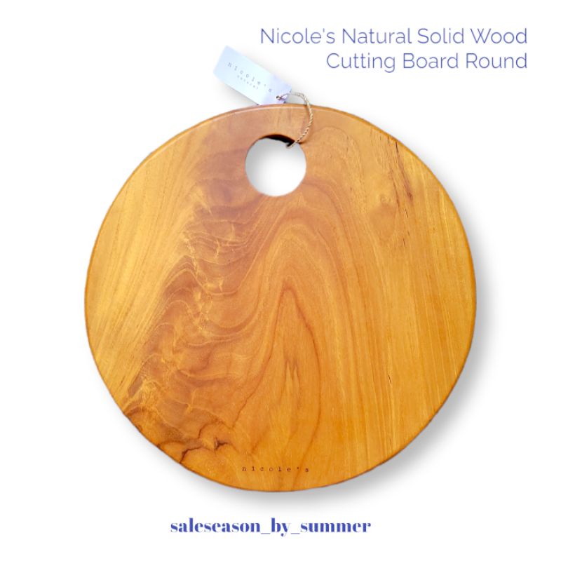 Jual Nicole's Natural Cutting Board Round 30 Talenan Kayu Bulat Solid ...