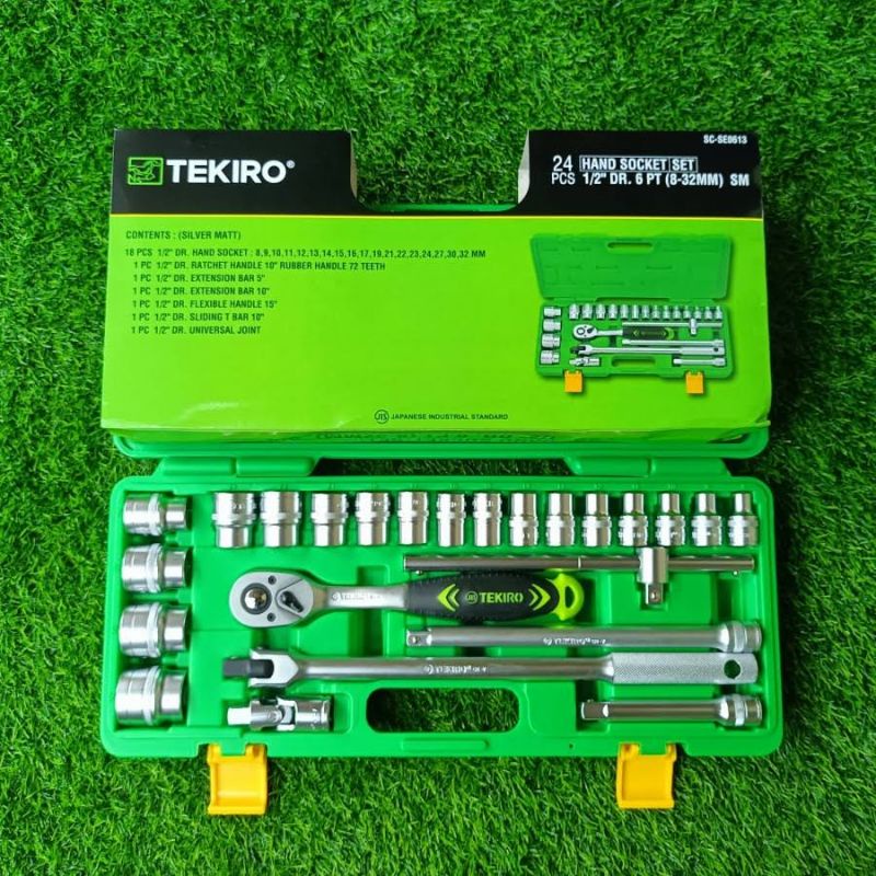 Jual TEKIRO kunci sock set 24 pcs ukuran 8-32mm 6pt/12pt box plastik | Shopee Indonesia