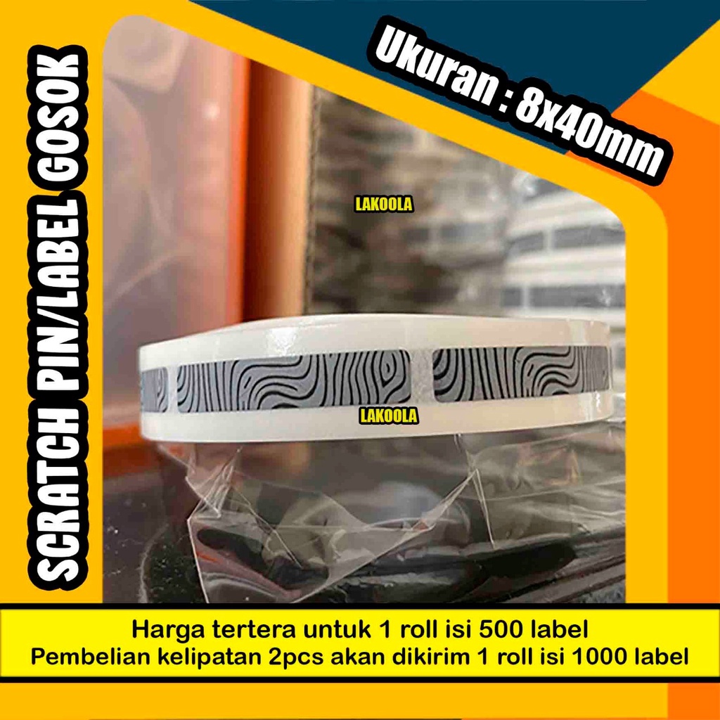 Jual 1000 label 8x40 mm Scratch Pin label gosok Sticker Gosok 8x40 mm ...
