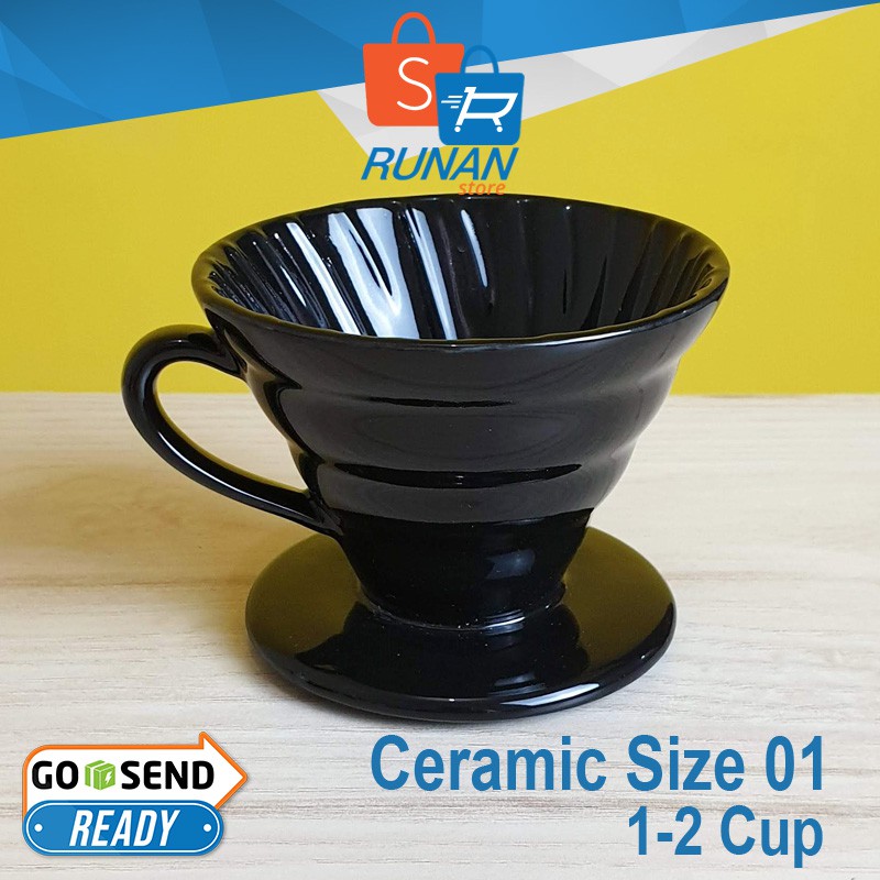 Jual Ceramic Filter Kopi Drip Black Filter Kopi V60 Manual brew Coffee ...