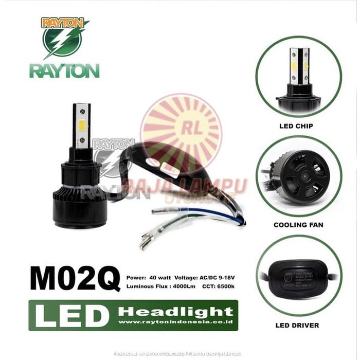 Jual Lampu Depan RTD H6 H4 M02Q RAYTON Led 40W Motor Head Lamp Ori ...