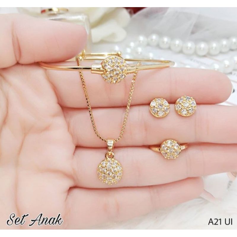 Jual perhiasan set anak motif bulat lapis emas gold mewah perhiasan ...