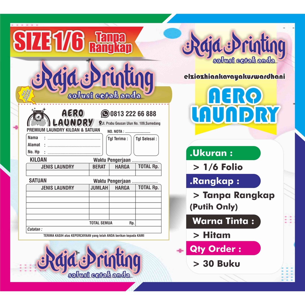 Jual NOTA CUSTOM 1/6 F - TANPA RANGKAP ukuran 1/6 FOLIO / Nota Sembako ...