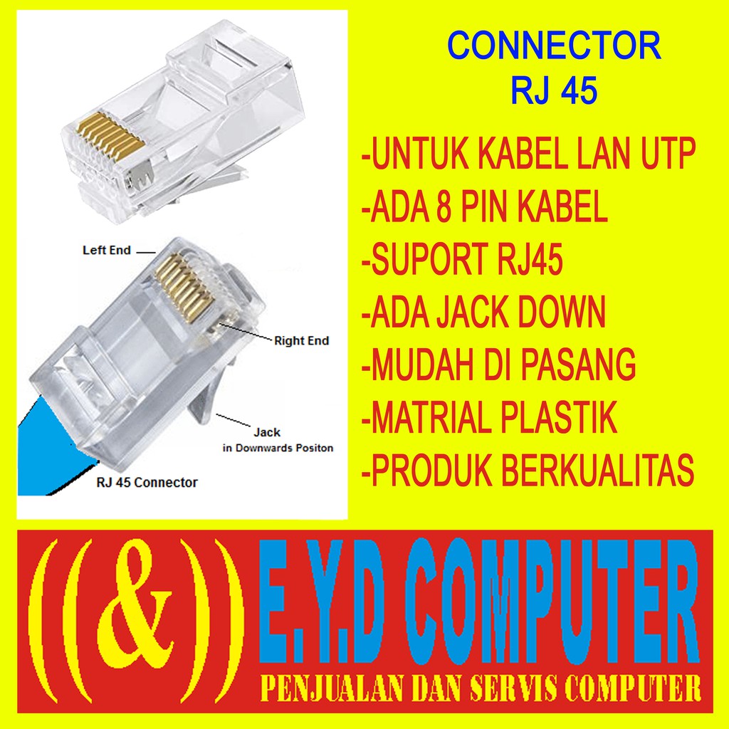 Jual CONECTOR RJ45 CONNECTOR SATUAN KONEKTOR RJ 45 JARINGAN CONNECT ...