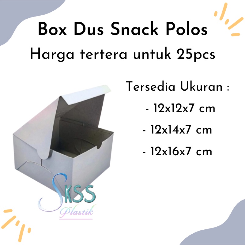 Jual Kotak Dus Box Kue Snack Polos 12x12 12x14 12x16 isi 25 Pcs l ...
