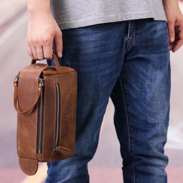 Jual Pouch Bag Kulit Asli Unisex - Pouch Kulit Asli Crazy Horse Leather ...