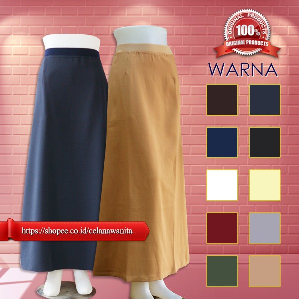 Jual Rok Polos Panjang Size 5L | Rok Kerja Jumbo Pinggang Karet Model A ...