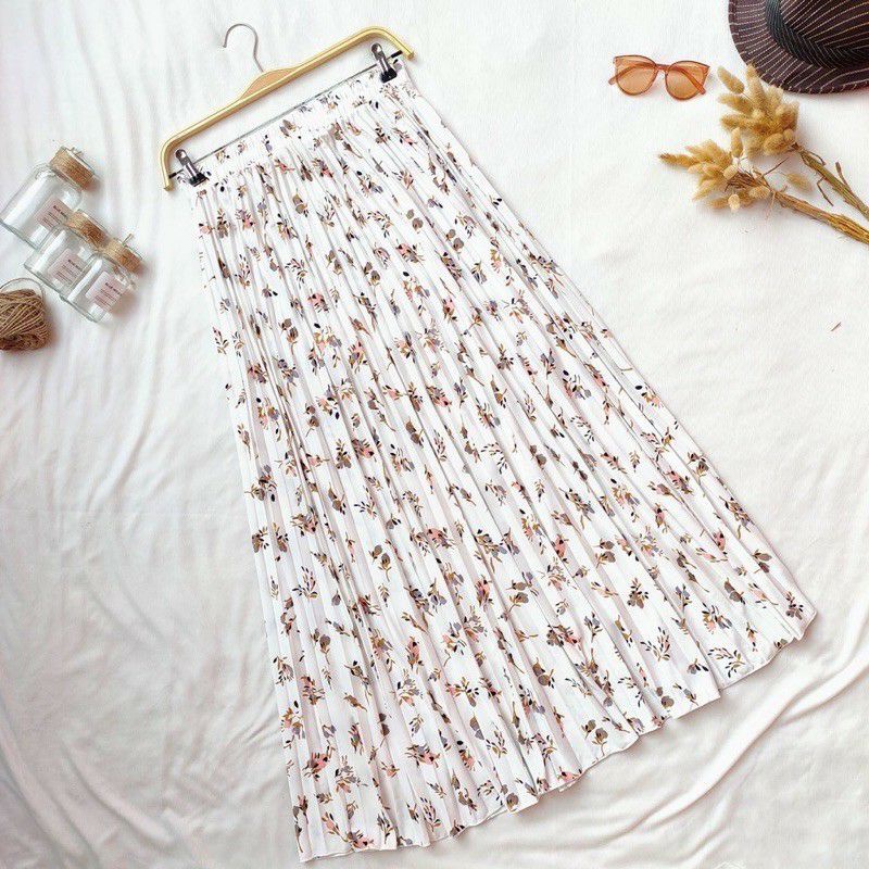 Jual Rok Plisket Motif Bunga Premium / Rok Plisket Motif Bunga Lily ...