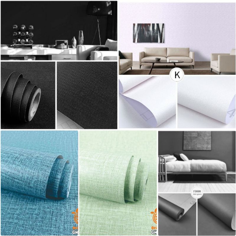 Jual Wallpaper Dinding Stiker Motif polos Hitam Pastel Minimalis ...