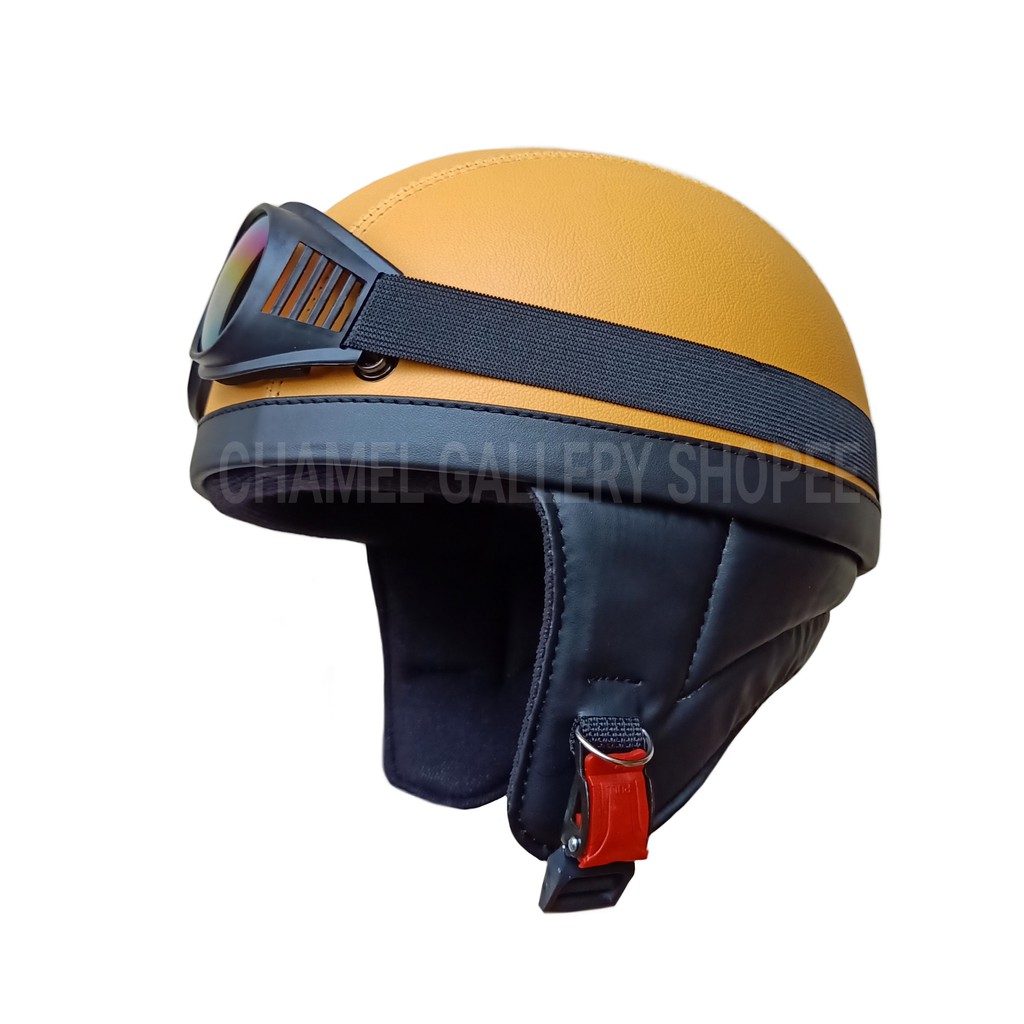 Jual Helm retro chips kuning/ helm bogo chips kuning / helm chip clasik ...