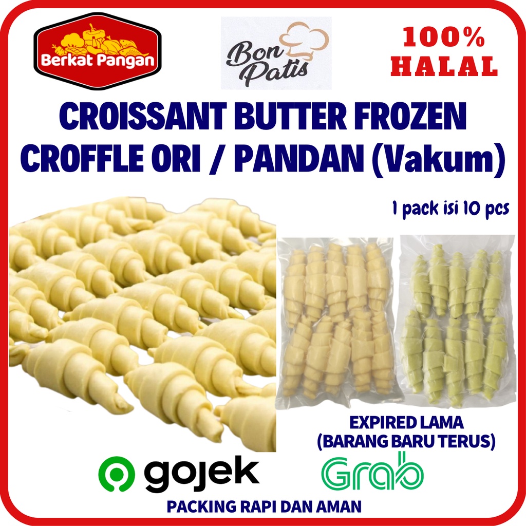 Jual BONPATIS Croissant Dough Croffle Frozen full butter 30gr isi 10 ...
