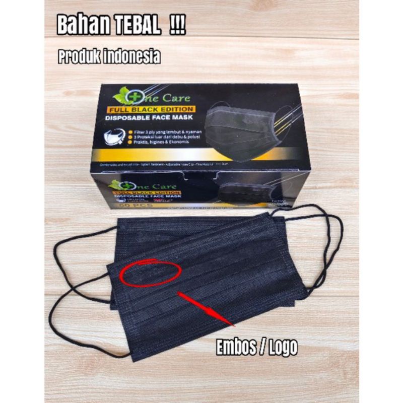 Jual Masker Earloop Black Chasa Onecare 3ply isi 50 Pcs Kemenkes ...