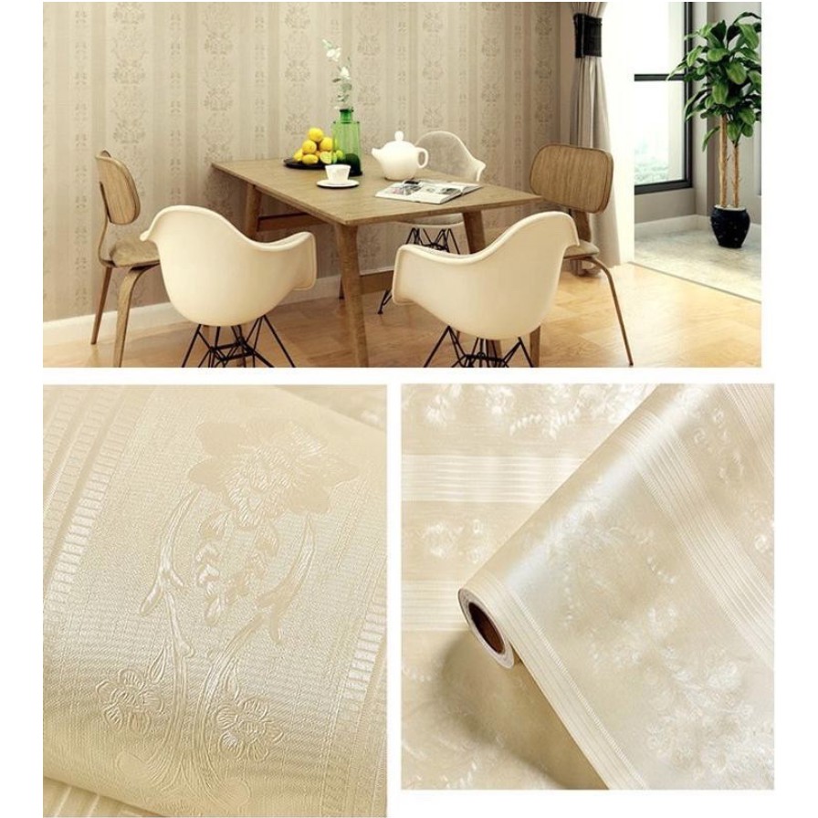 Jual WALLPAPER DINDING Premium Korean Style Timbul ukuran 45 cm x 10 M Motif EMBOS GOLD BUNGA ...