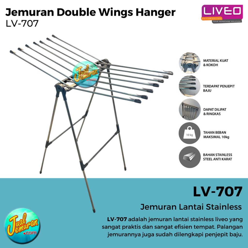Jual Jemuran Lipat Lantai Baju Liveo LV-707 / Liveo Double Wings Clothes Hanger | Shopee Indonesia
