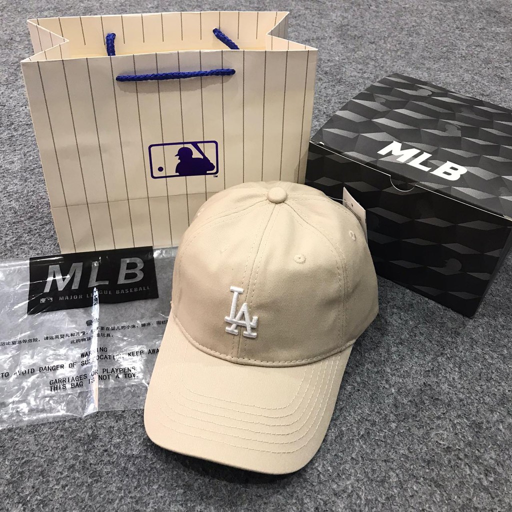 Jual Topi MLB Original Import - LA Vintage Cream Logo White | Shopee ...