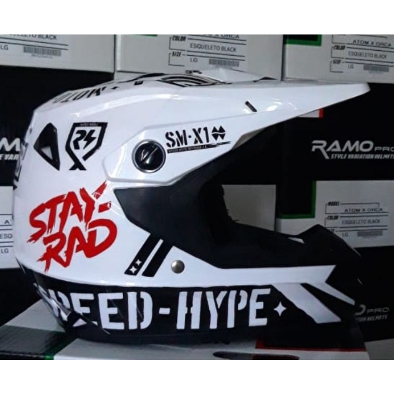 Jual Helm Cross Orca RSV esqueleto white (Pengiriman Dengan Box Ori ...