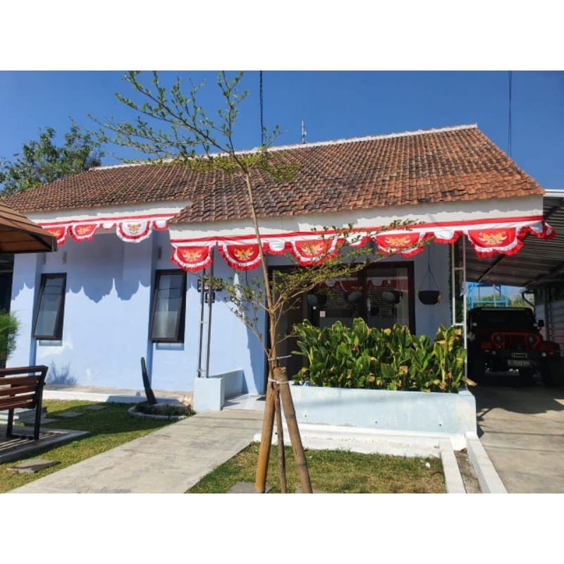 Jual bendera merah putih indonesia setengah lingkaran kipas rontek ...