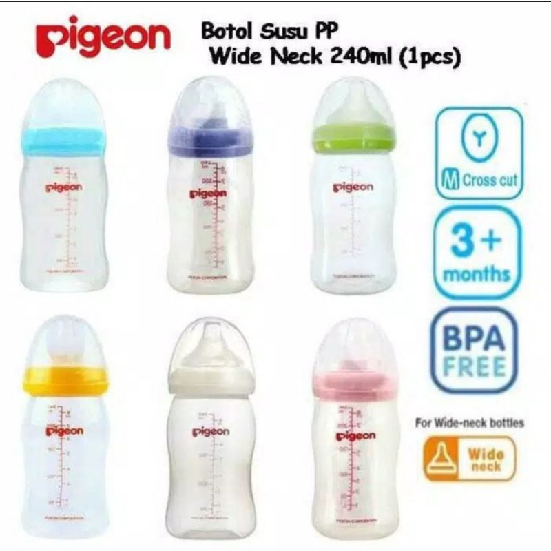 Jual Pigeon Botol Susu PP Wide Neck 240ml (3M+) | Shopee Indonesia