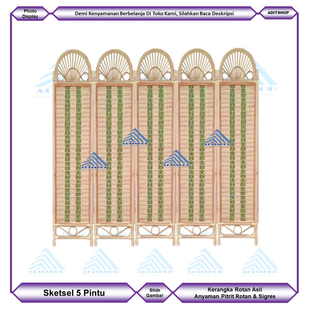 Jual Sekat Rotan 5 Pintu Model Kuba - ADITSHOP - Penyekat Rotan Pintu 5 ...