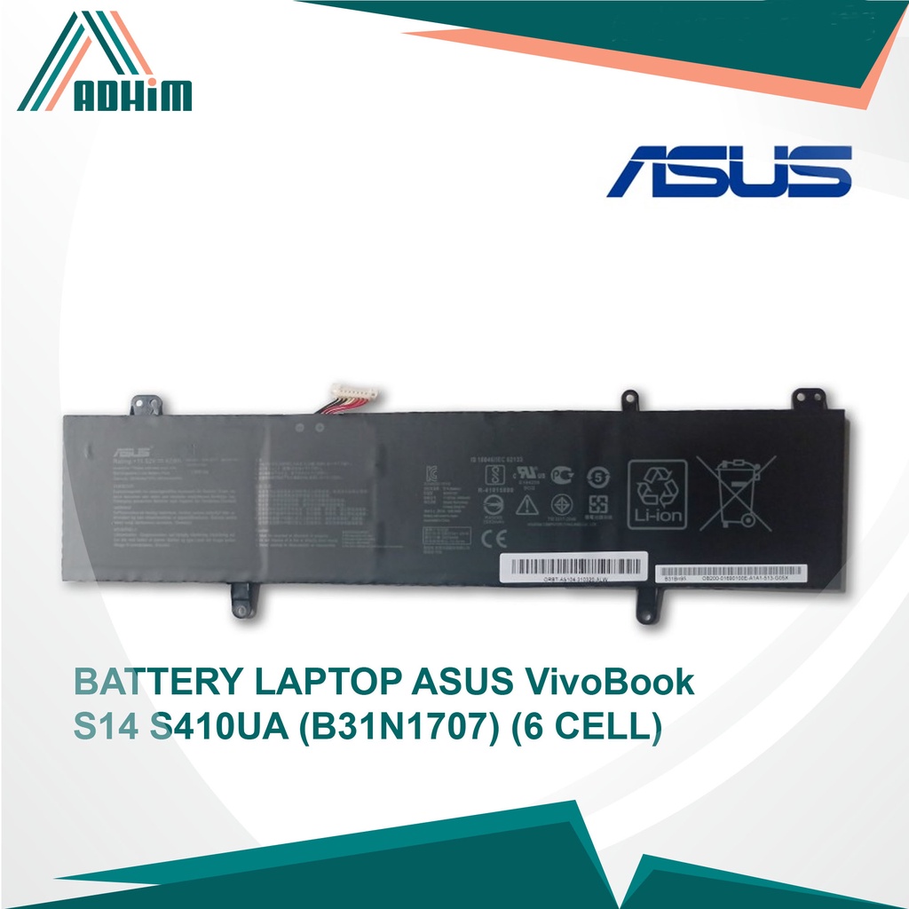 Jual ORIGINAL BATTERY LAPTOP ASUS VivoBook S14 S410UA (B31N1707) (6 CELL) | Shopee Indonesia