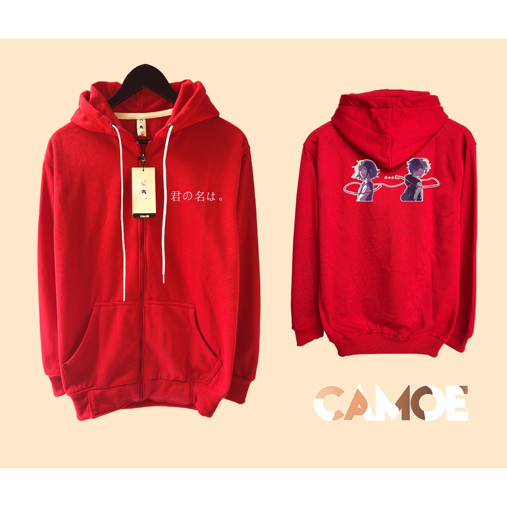 Jual Jaket Hoodie Zipper Anime Kimi no na wa Taki Mitsuha red ribbon ...