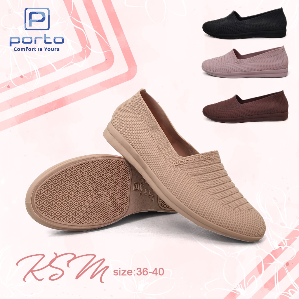 Jual Porto Sepatu Kerja Karet Flat Wanita KSM | Shopee Indonesia