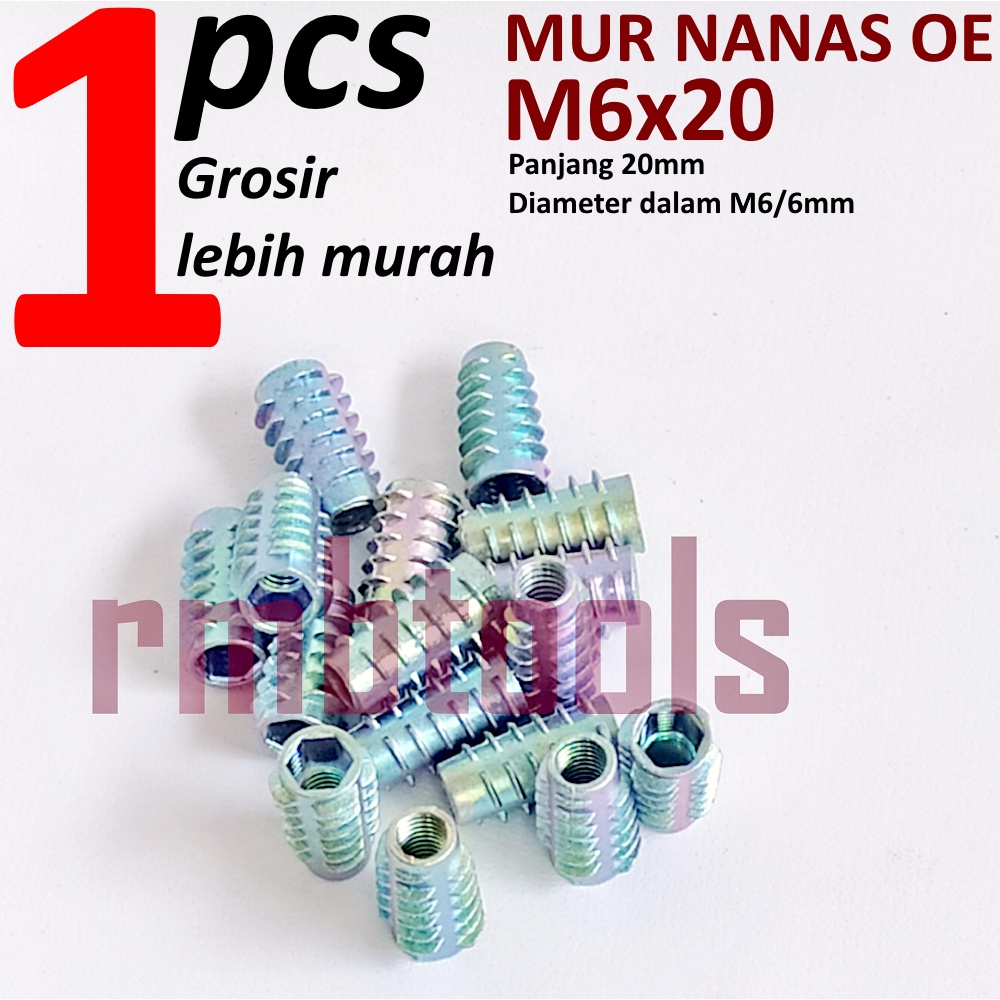 Jual MUR NANAS M6 x 20 TIPE OE / MUR KNOCKDOWN FURNITURE M6 / MUR TANAM INSERT NUT M6 | Shopee ...