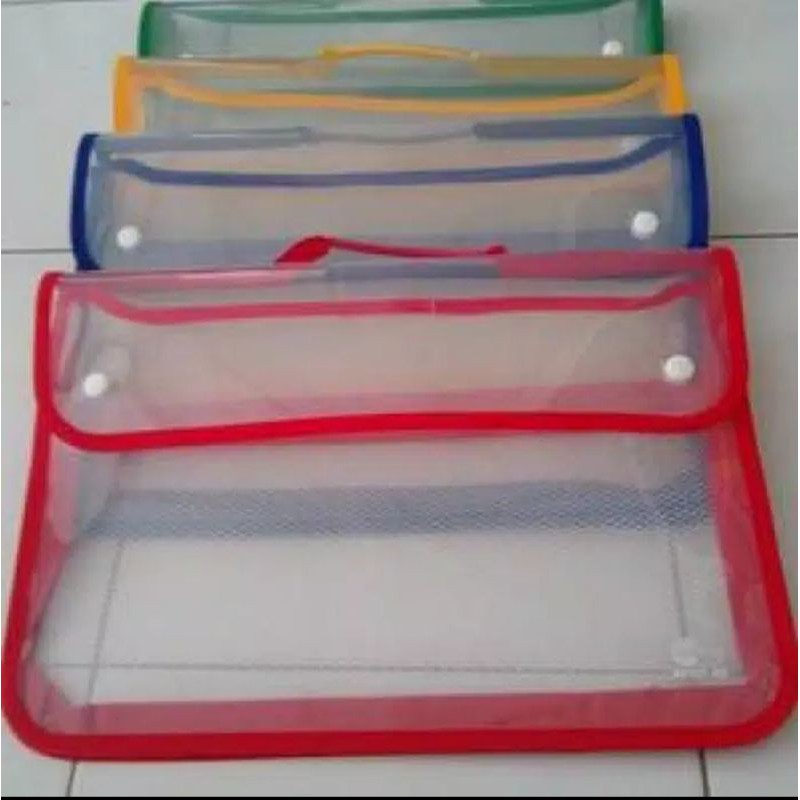 Jual grosir Map Plastik Kancing 2 Jaring Folio/ Zipper School Bag / Map ...