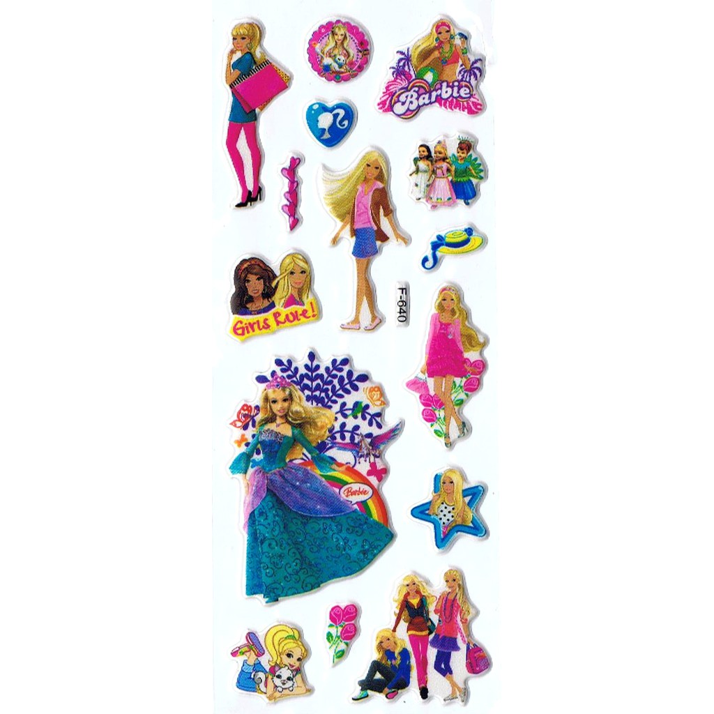 Jual SK479 Stiker Sticker Timbul Set Strip Aneka Gambar Kartun Barbie ...