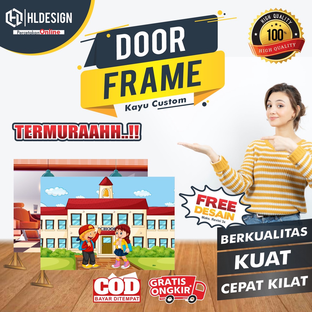 Jual DOOR FRAME STAND BANNER KAYU Outdoor / Indoor ( Banner 1 sisi ...