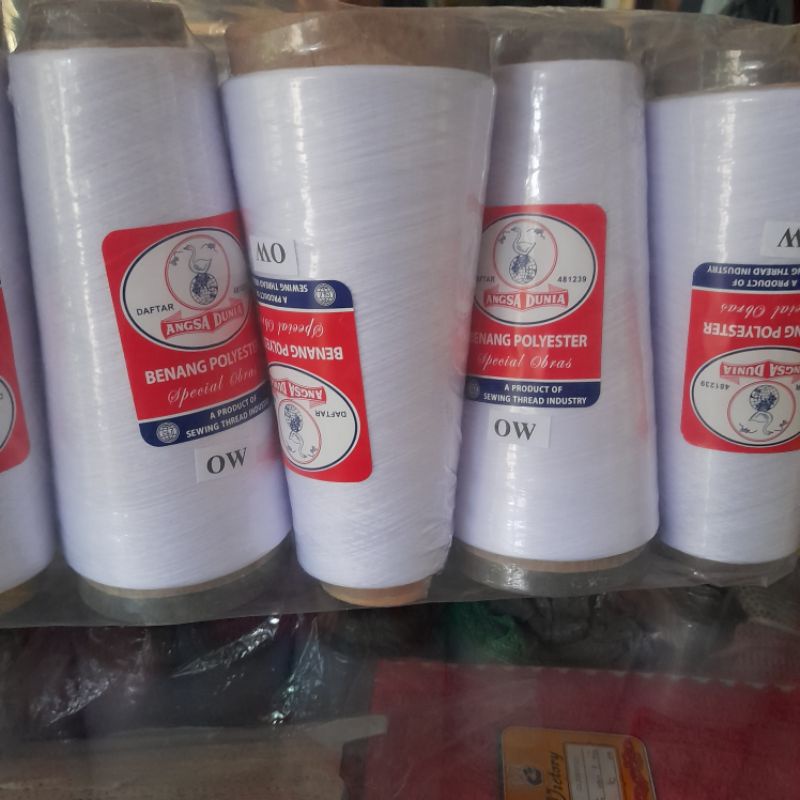 Jual Benang obras/neci Polyster Putih cone kecil Angsa Dunia per pcs ...