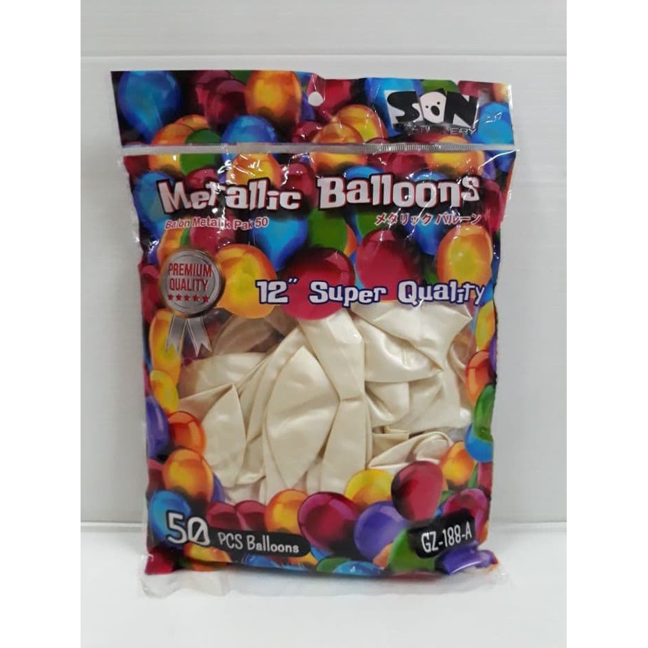 Jual Balon Metalik Warna PUTIH (Pak Isi 50 Pcs) | Shopee Indonesia