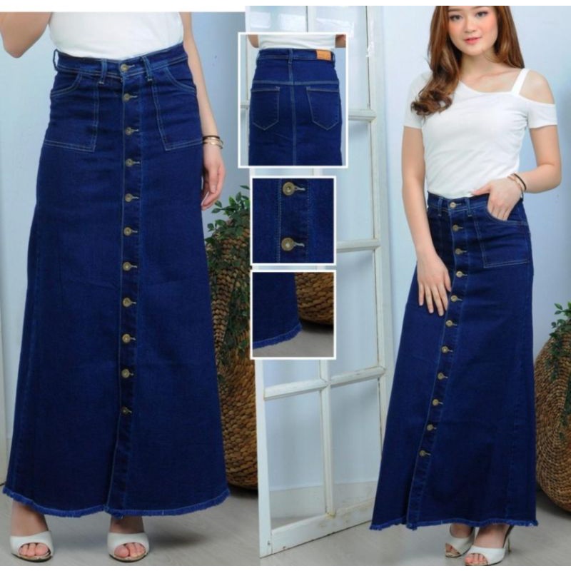 Jual ROK JEANS // FULL KANCING DEPAN // ROK JEANS RAWIS // JUMBO ...