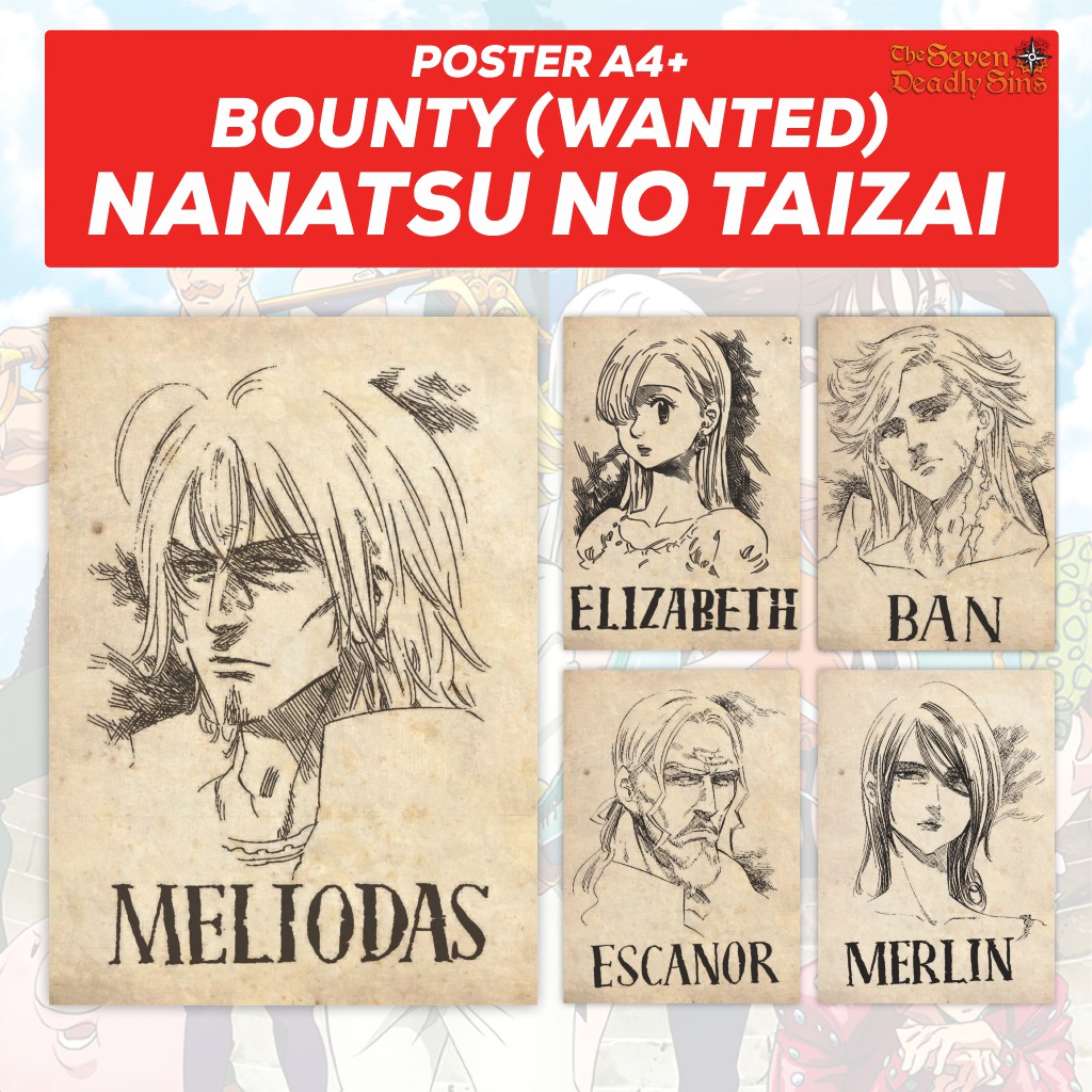 Jual Poster Anime Bounty Nanatsu No Taizai Wanted Meliodas Elizabeth ...