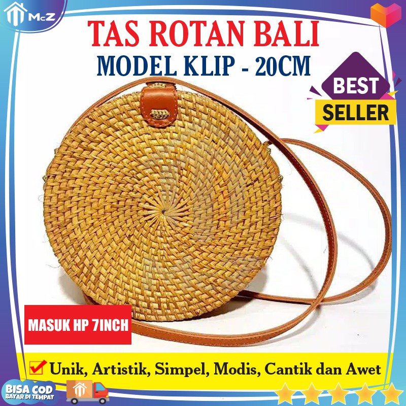 Jual TAS ROTAN BALI COKLAT Model KLIP 20cm Original - Tas Anyaman Rotan ...