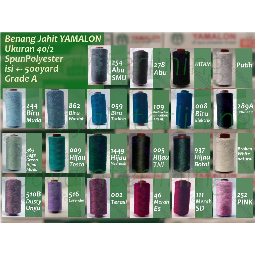 Jual Benang Jahit YAMALON 500 Yard Benang Spun Polyester Benang Jahit ...