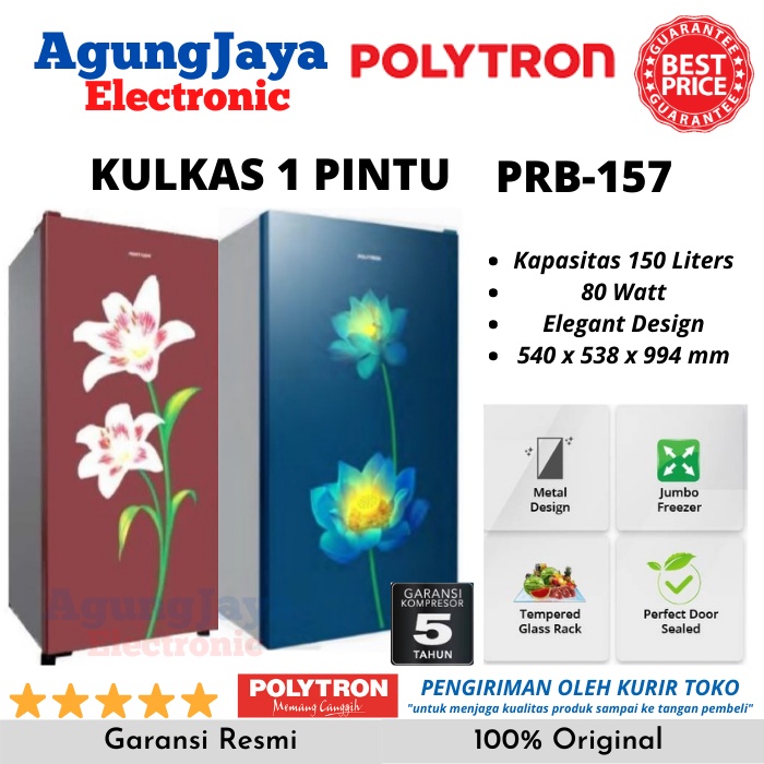 Jual KULKAS POLYTRON PRB-157 LEMARI ES 1 PINTU 150 LITERS (CILEGON ...
