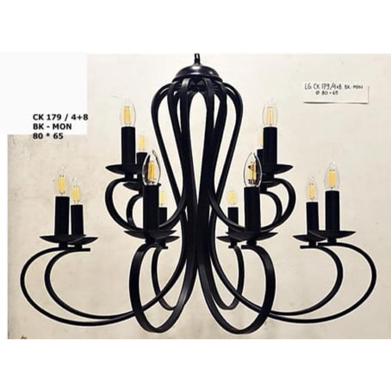 Jual lampu gantung hias lilin besi iron wrought minimalis 179 12 cabang ...