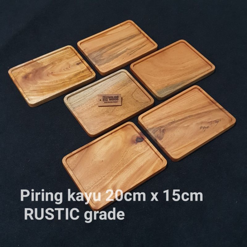 Jual Recta tray RUSTIC 15cm x 20cm piring kayu SOLID ( kayu utuh tanpa ...